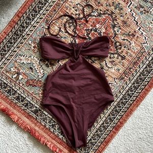 Zara | Swim | Zara Deep Chocolate Brown Cutout One Piece Swimsuit Nwt ...